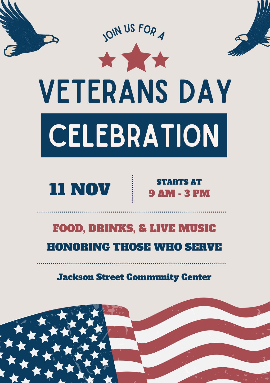 Editable Veterans Day Celebration Invitation - Veterans Day Flyer ...