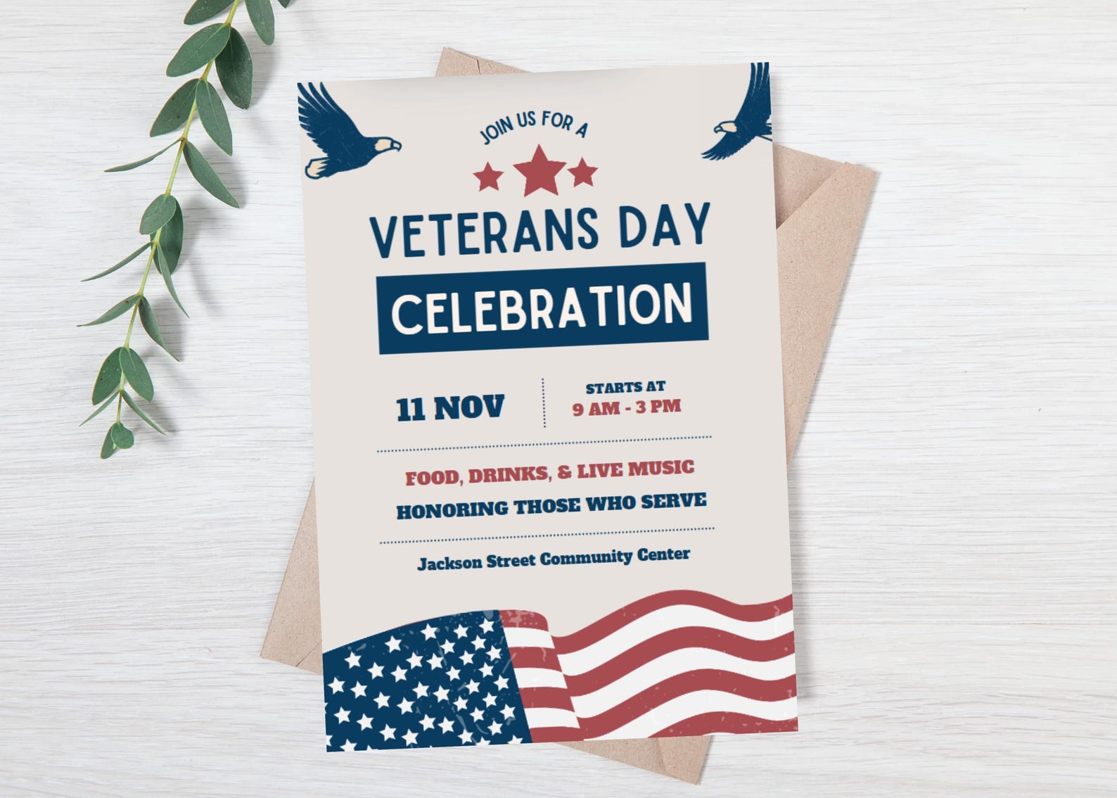Editable Veterans Day Celebration Invitation - Veterans Day Flyer ...