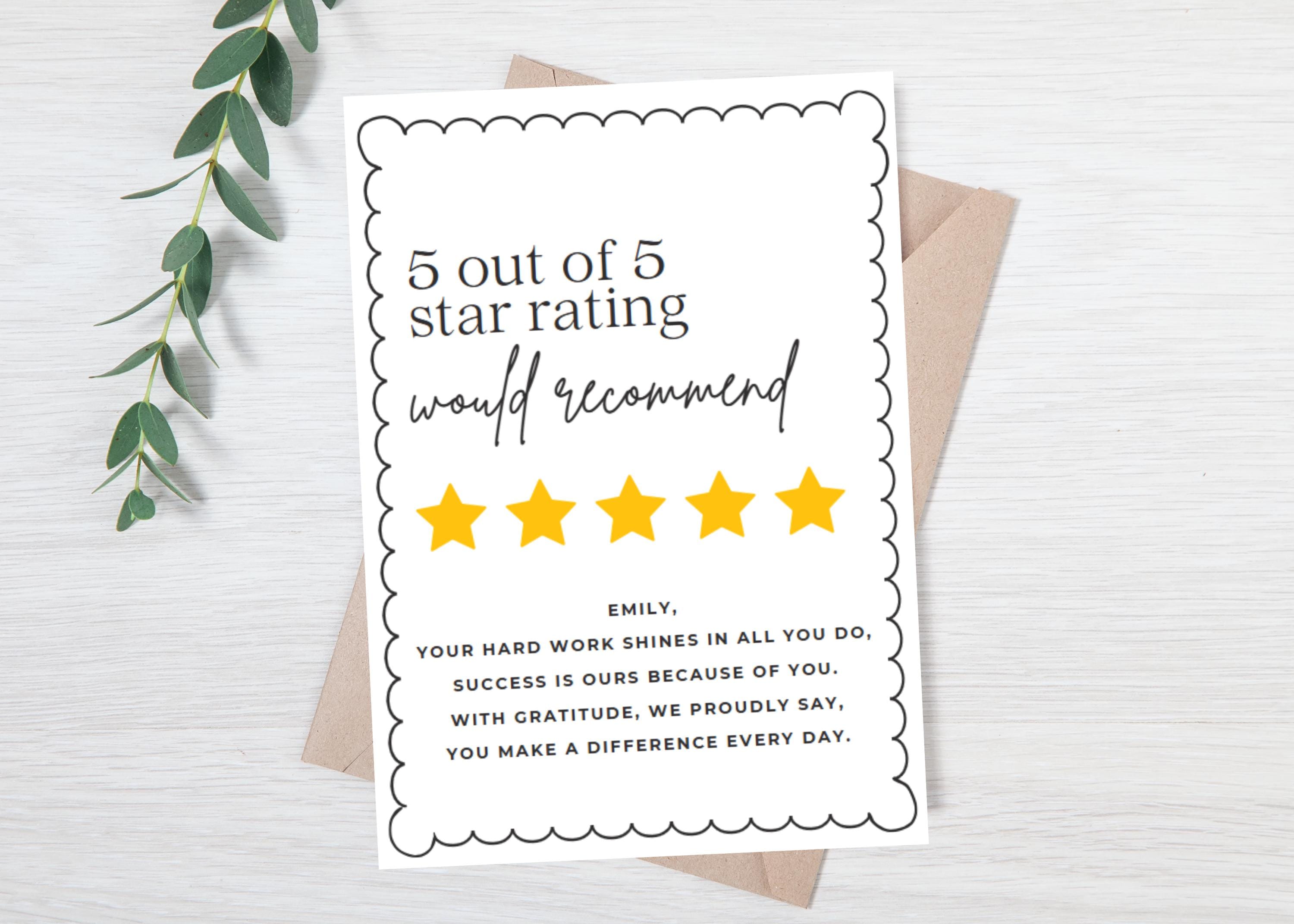 Editable Employee Appreciation Card - Employee Recognition Card ...