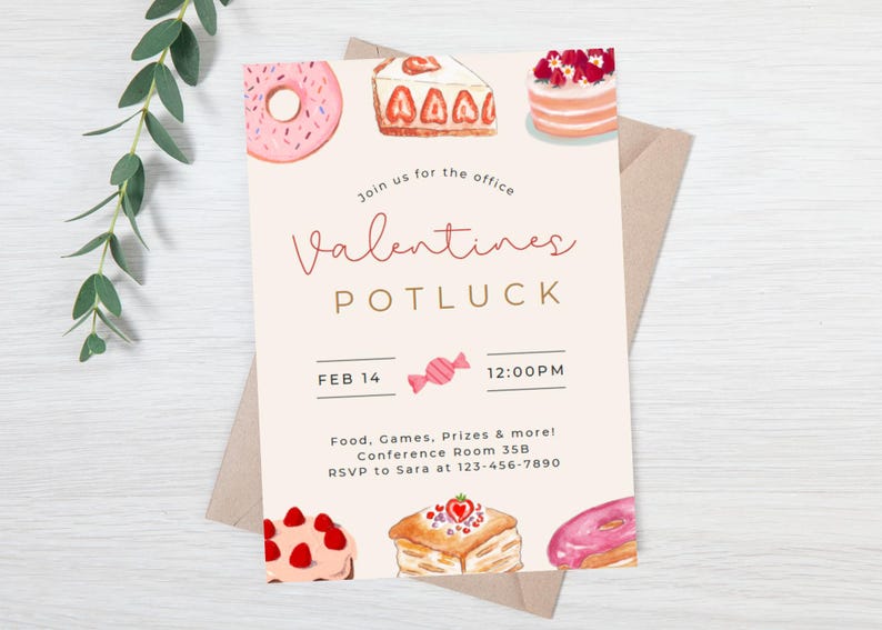 Editable Valentines Potluck Invitation - Office Potluck Evite ...