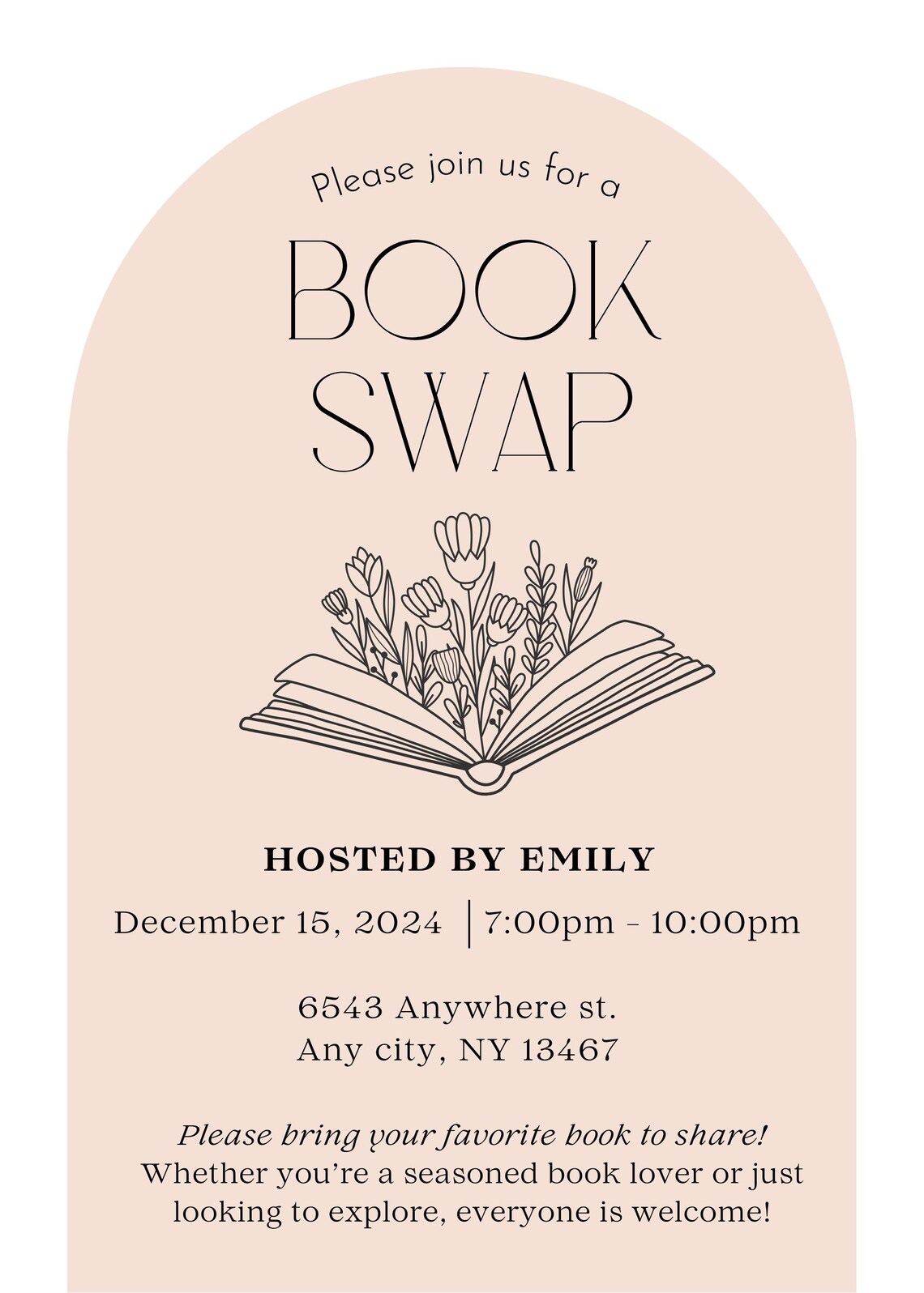 Editable Book Swap Invitation - Book Club Invitation - Book Lovers ...