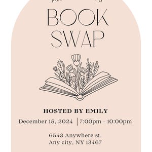 Editable Book Swap Invitation - Book Club Invitation - Book Lovers ...