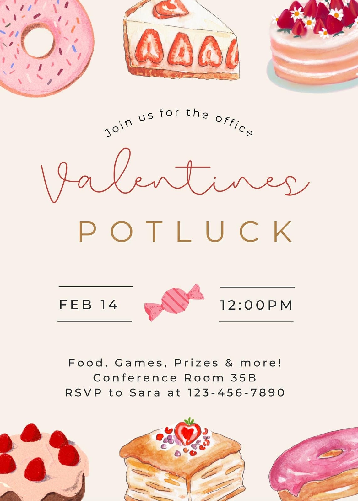 Editable Valentines Potluck Invitation - Office Potluck Evite ...
