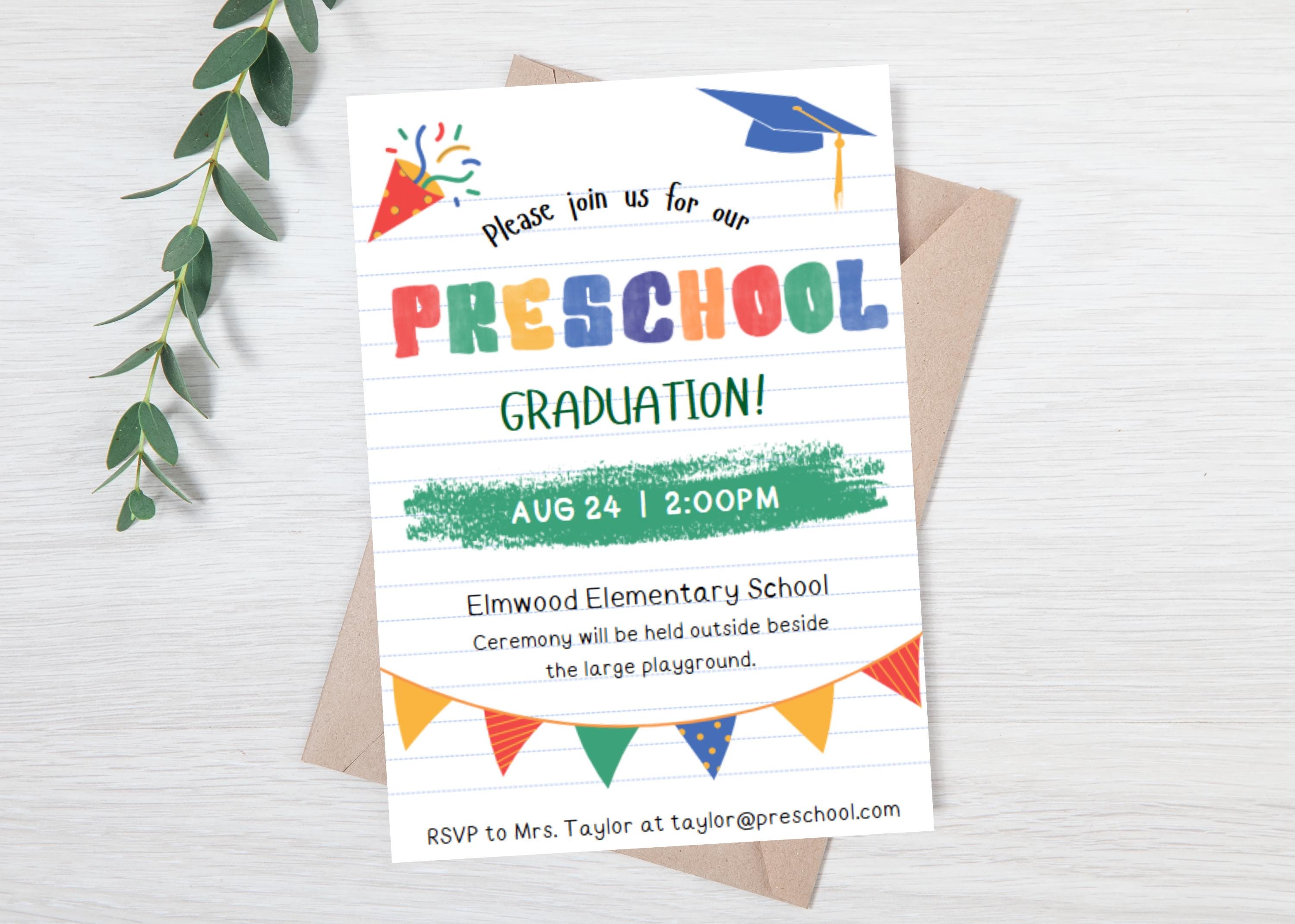 Preschool Graduation Invitation - Editable Graduation Invite - Toddler ...
