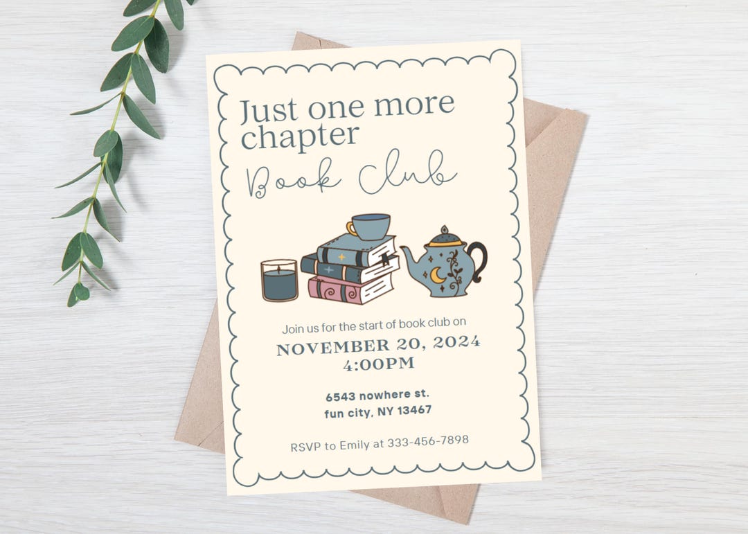 Editable Book Club Invitation - Book Club Invite - Book Lovers Invite ...