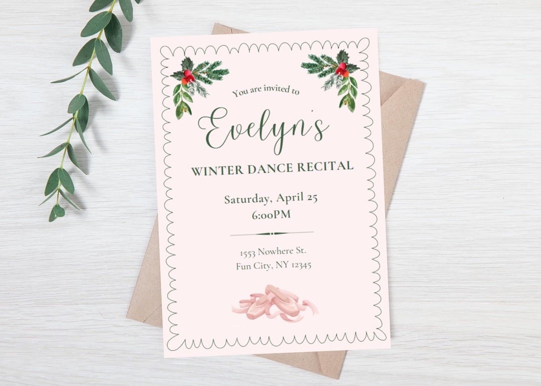 Editable Winter Dance Recital Invitation - Ballet Recital Invite ...