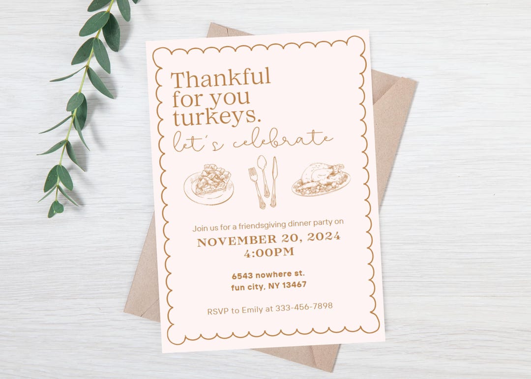 Editable Friendsgiving Invitation Template - Thanksgiving Invitation ...