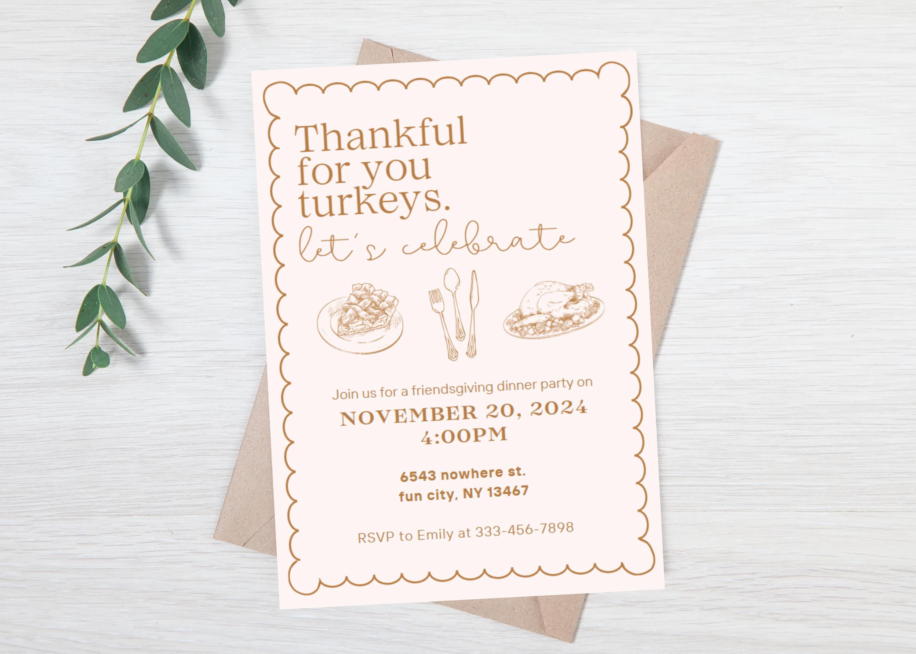 Editable Friendsgiving Invitation Template - Thanksgiving Invitation ...