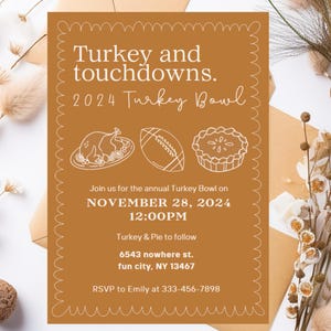 Editable Turkey Bowl Invitation Template - Thanksgiving Day Football ...