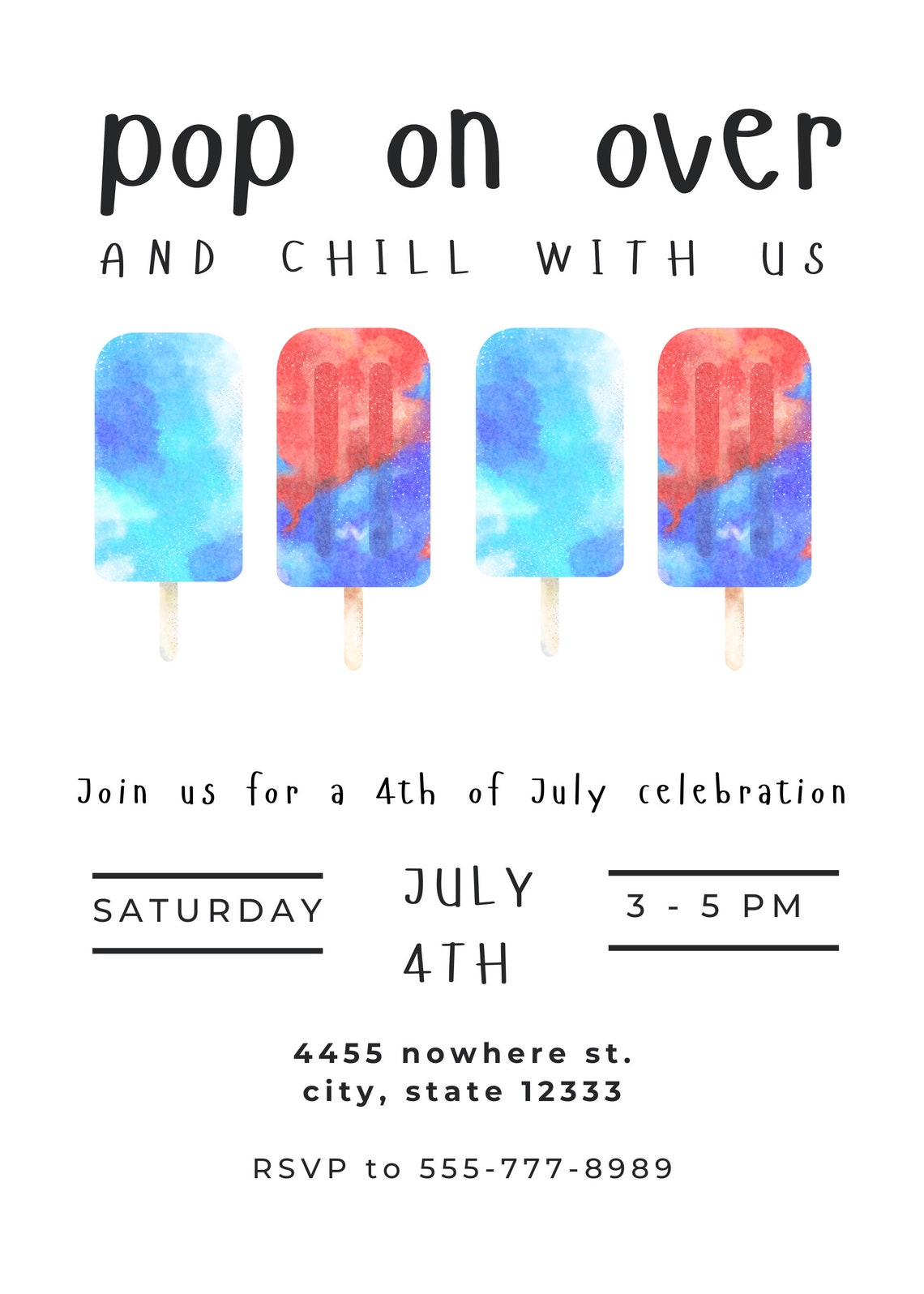 Editable Pop on Over Party Invitation Template - Fourth of July Party ...