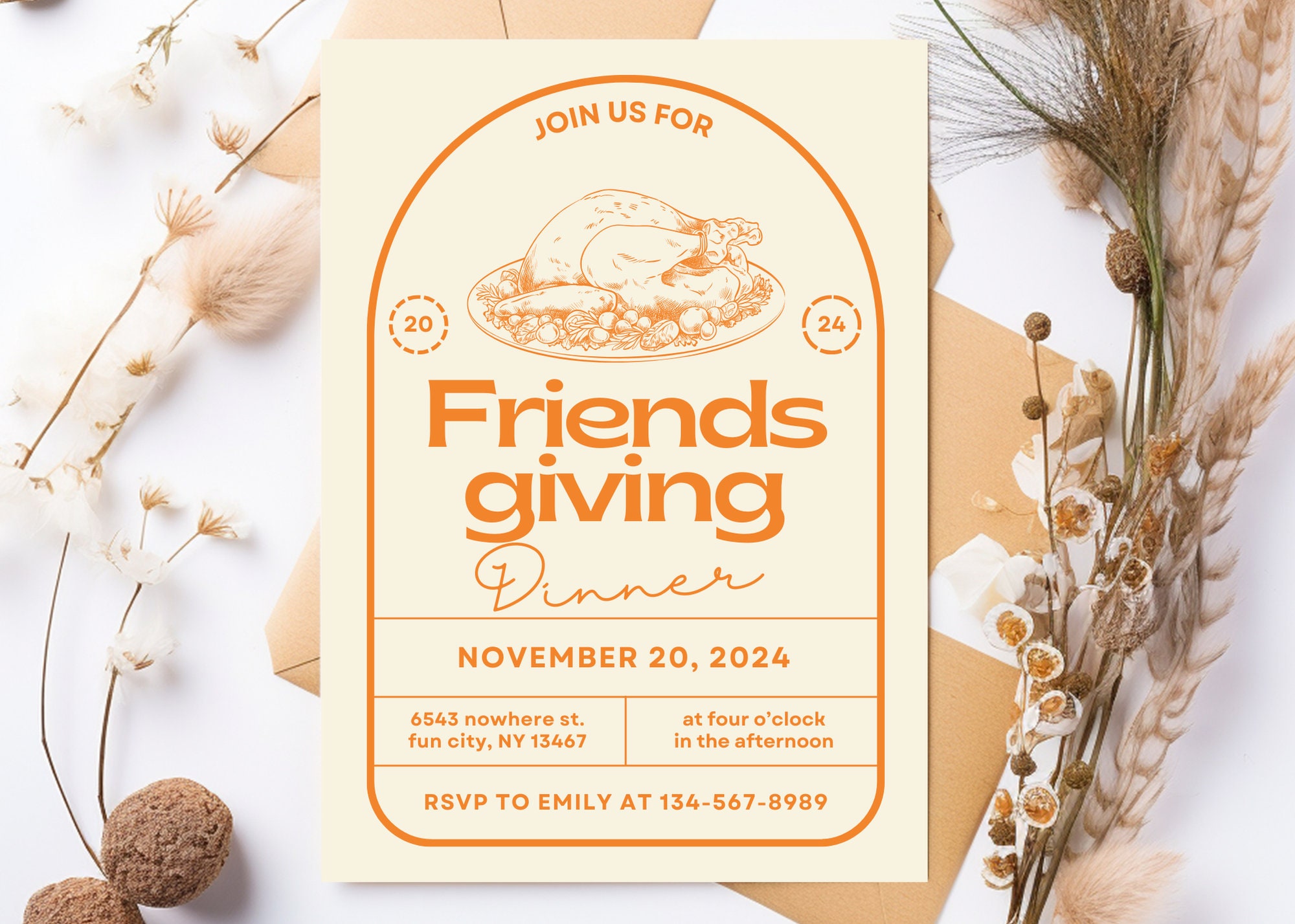 Editable Friendsgiving Invitation Template - Thanksgiving Invitation ...