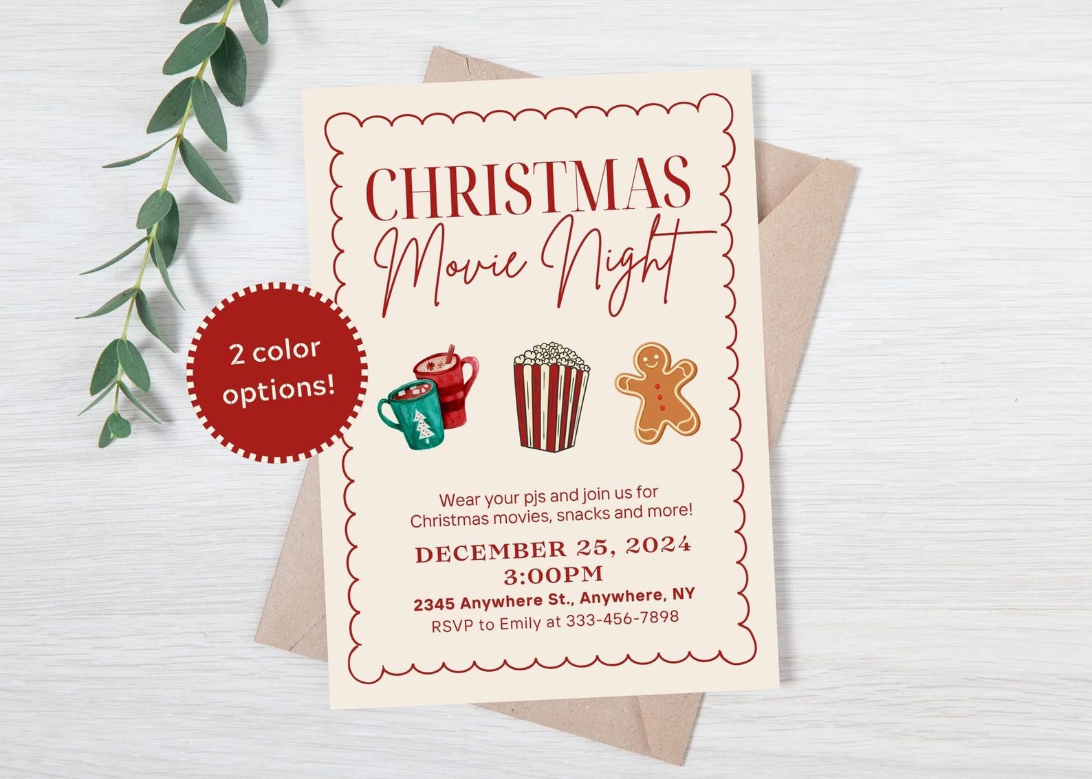 Editable Christmas Movie Night Invitation - Friendsmas Invitation ...