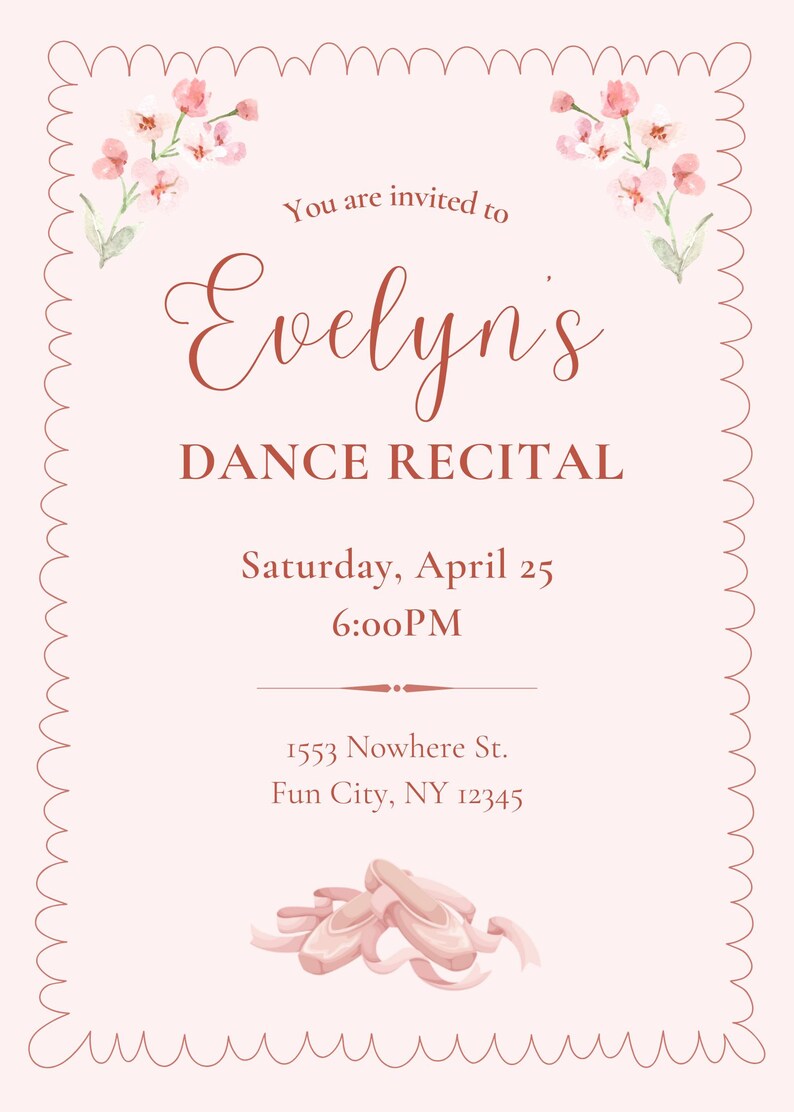 Editable Dance Recital Invitation - Ballet Recital Invite - Dance ...