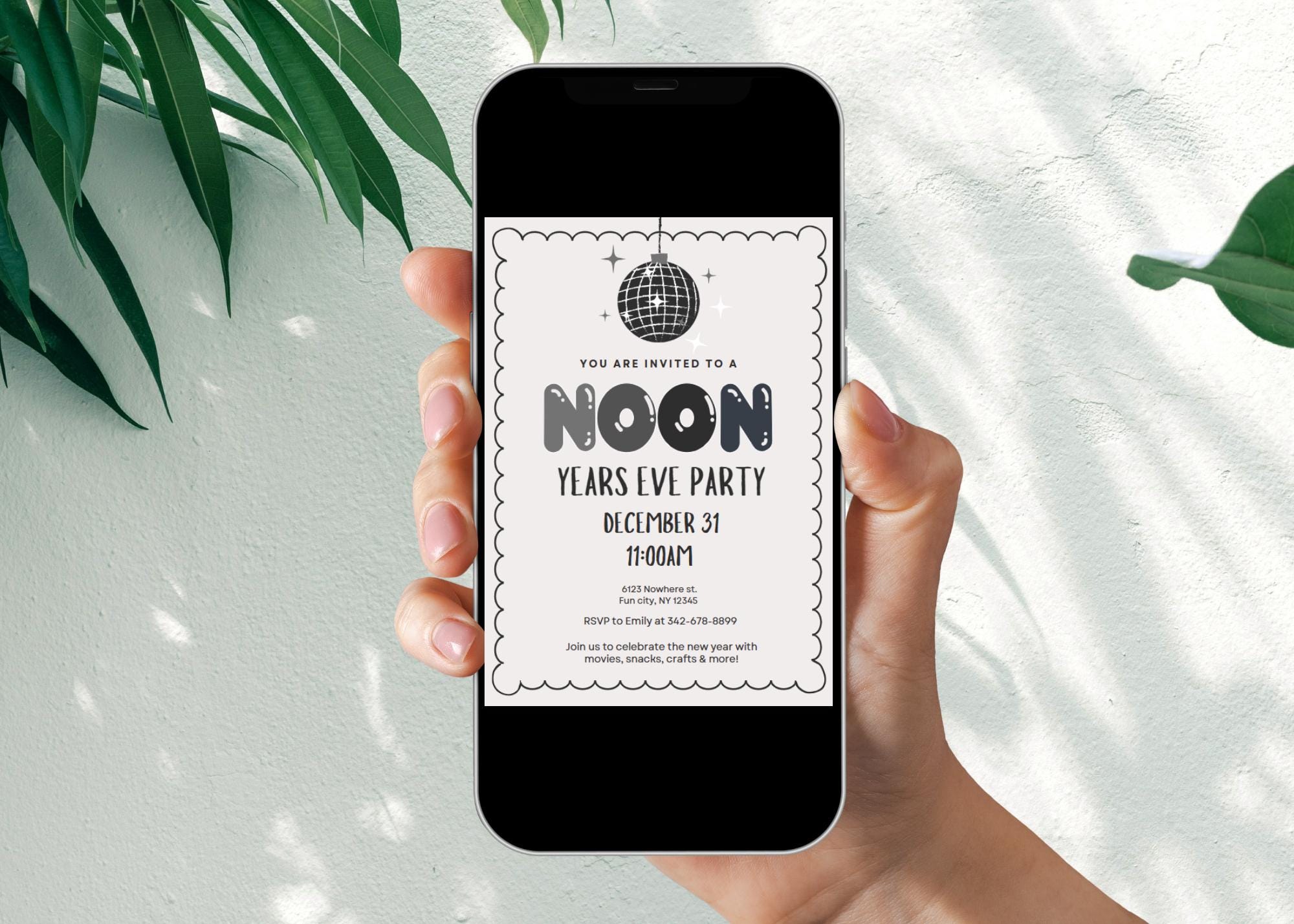 Editable Noon Years Eve Party Invite - Kids New Years Eve Party Evite ...
