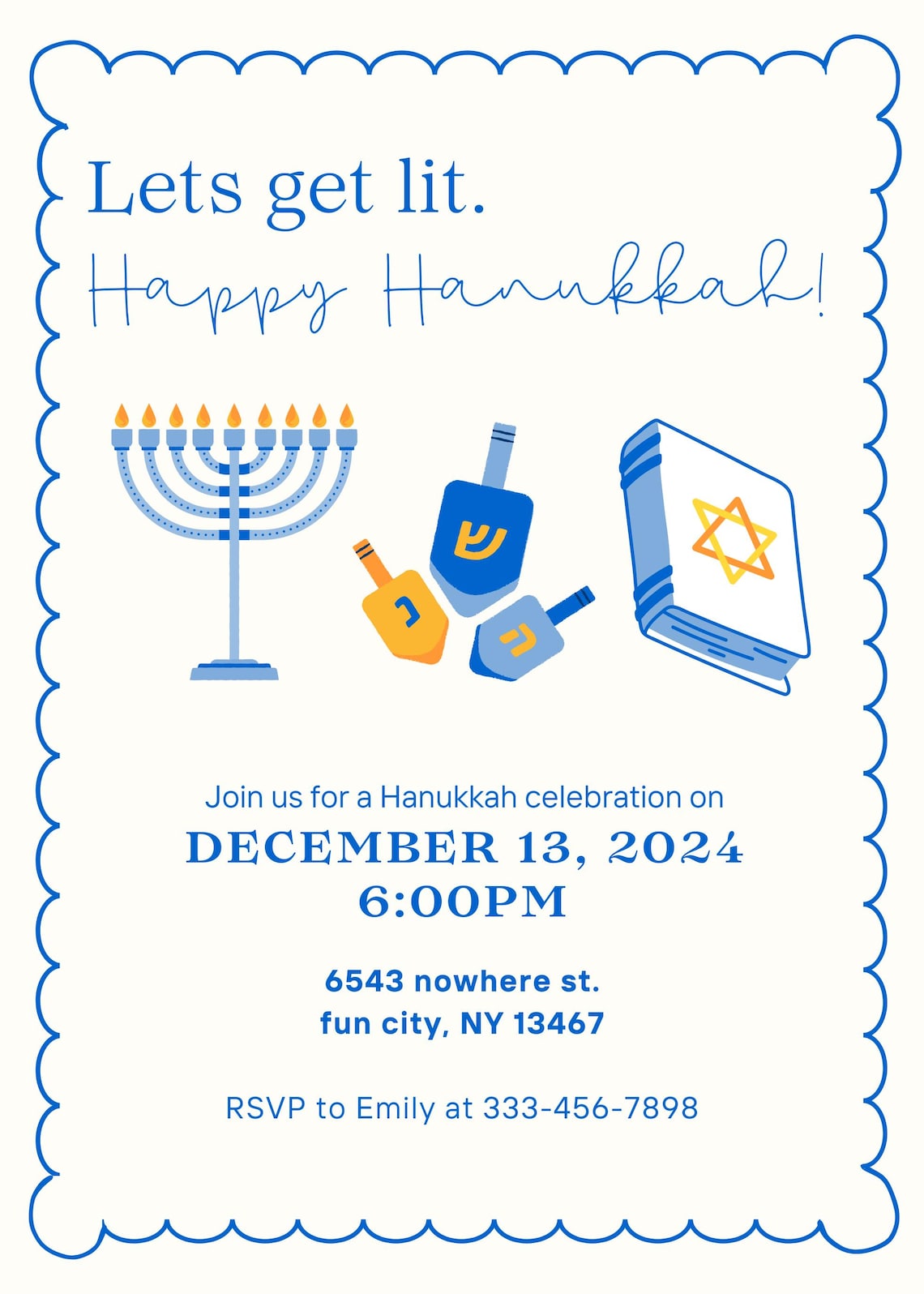 Editable Hanukkah Party Invitation - Hanukkah Holiday Menorah Lighting ...