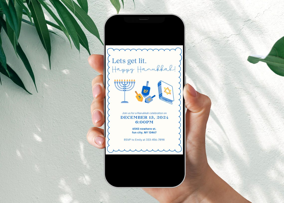 Editable Hanukkah Party Invitation - Hanukkah Holiday Menorah Lighting ...