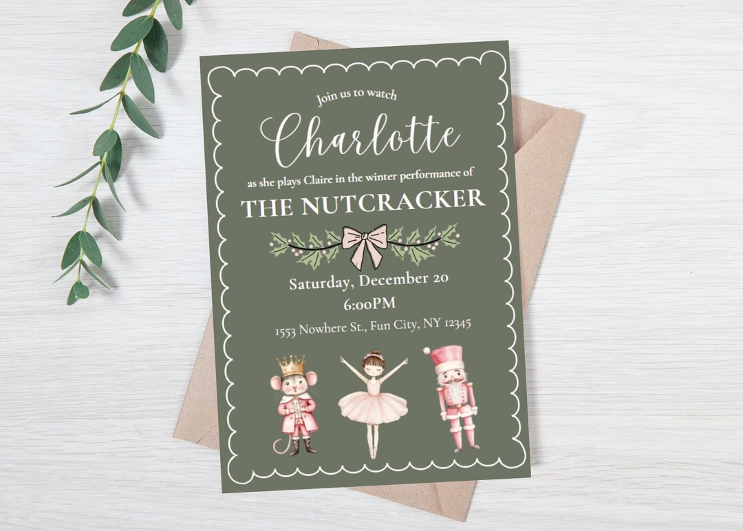 Editable Nutcracker Dance Recital Invitation - Nutcracker Invite ...