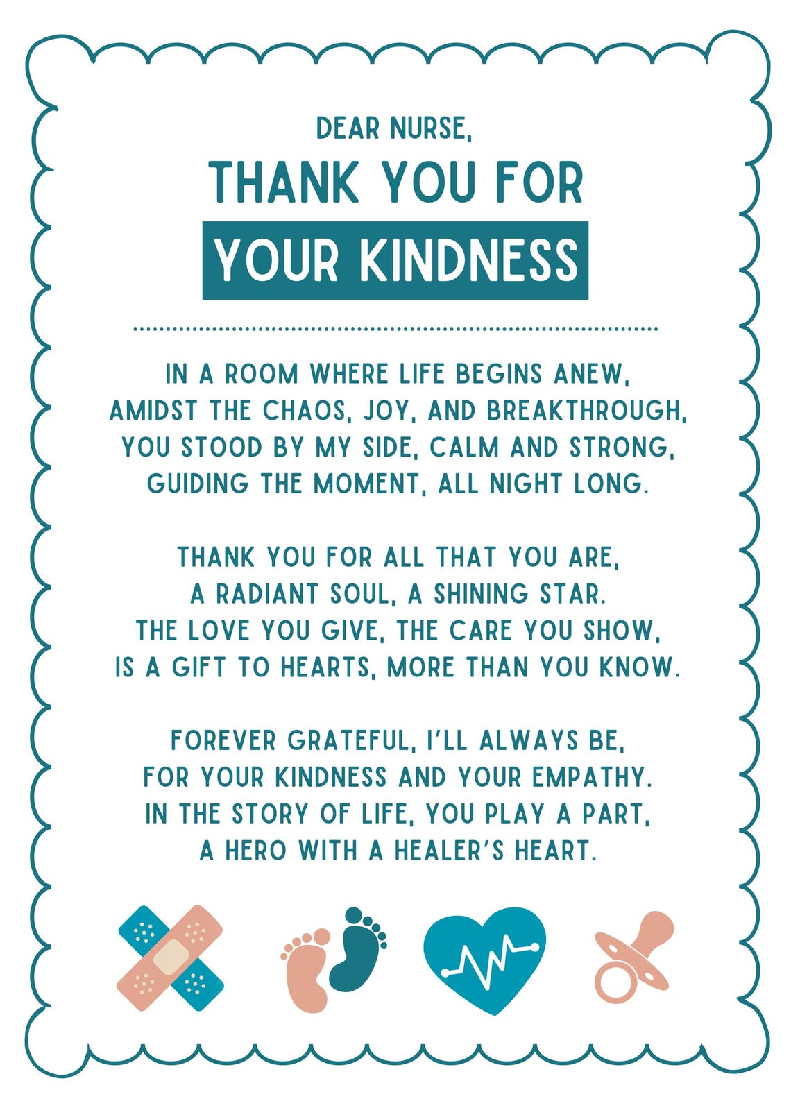 Editable Labor and Delivery Nurse Thank You Card - Printable Nurse ...