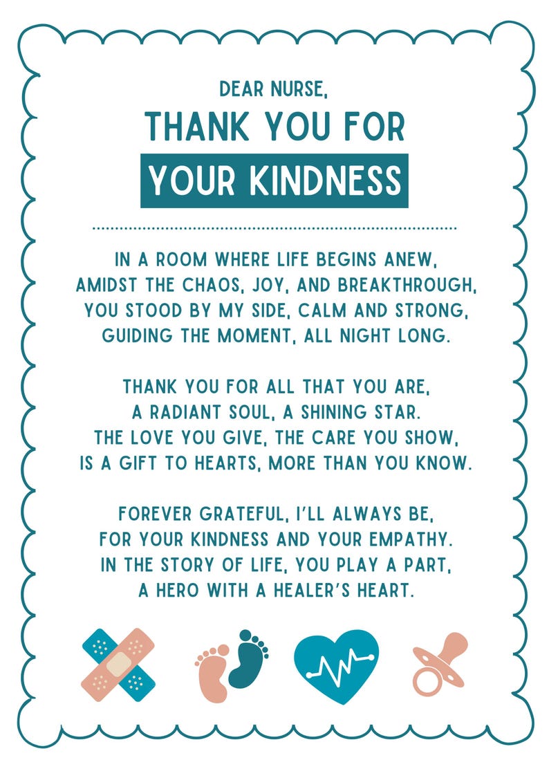 Editable Labor and Delivery Nurse Thank You Card - Printable Nurse ...