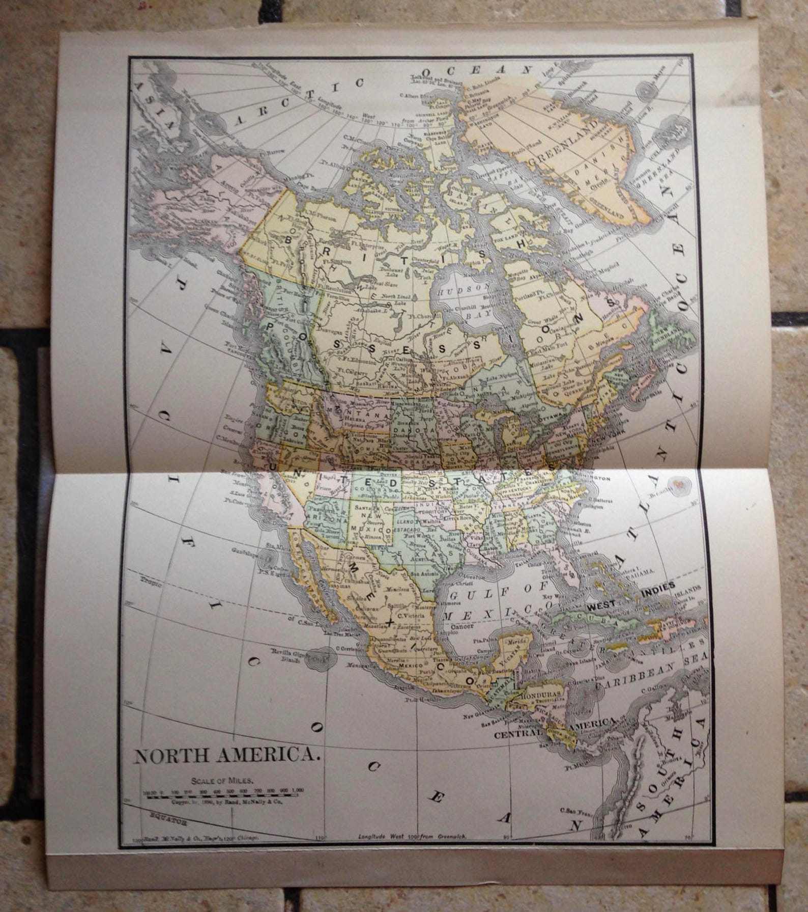 1890 Political Map of North America Antique Illustration - Etsy