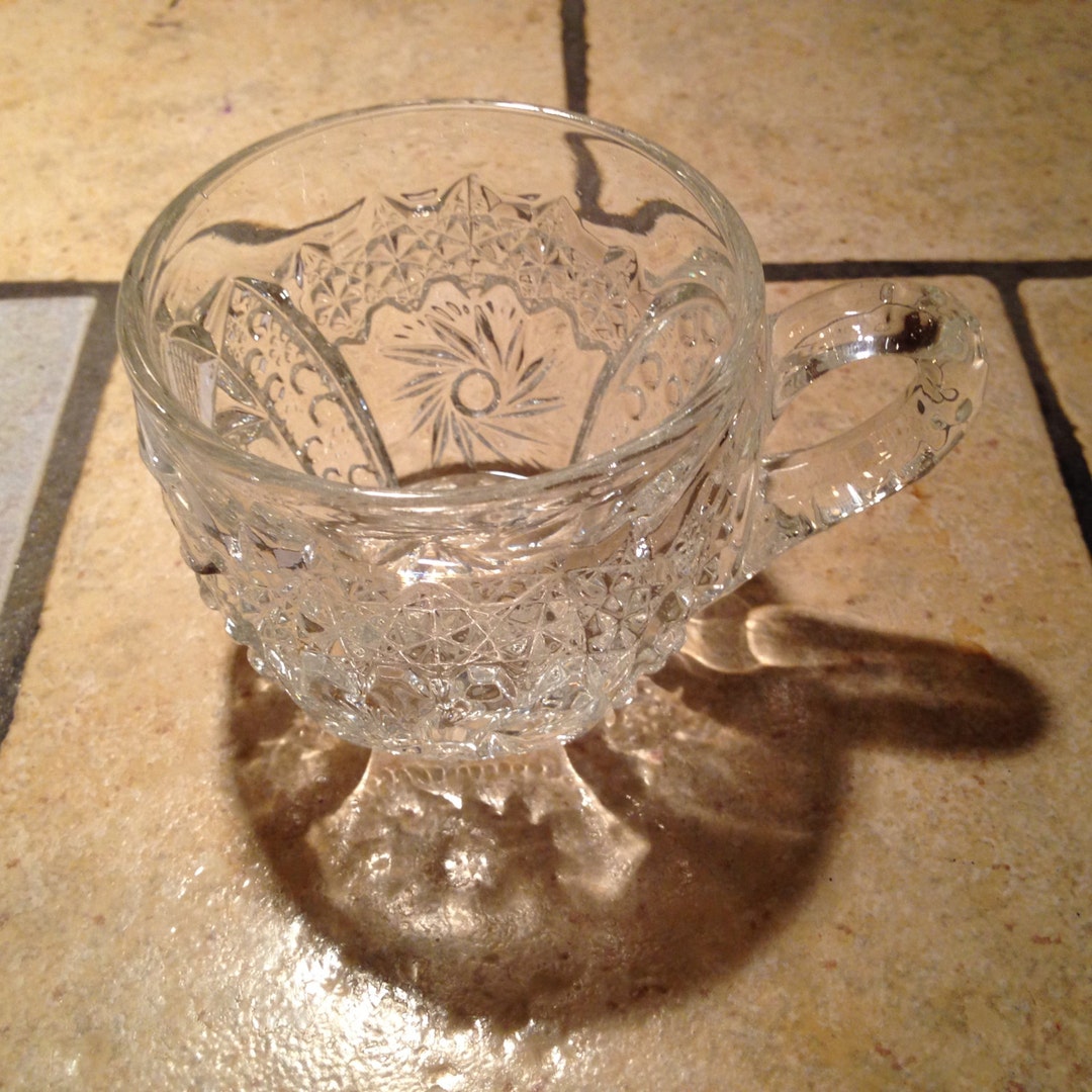 9 Pressed Glass Punch Cups - Etsy