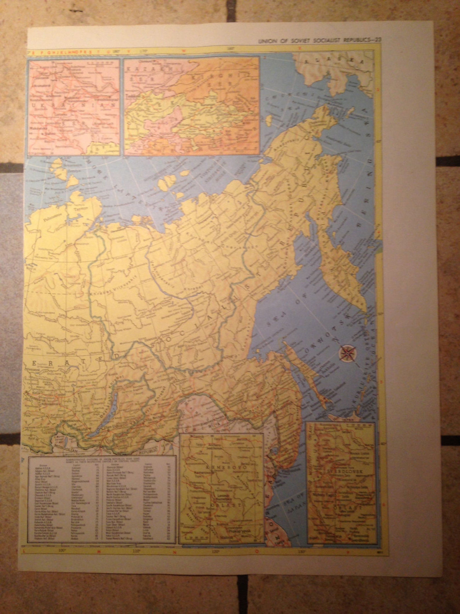 Political Map of Eastern USSR and Jordan and Israel Antique - Etsy