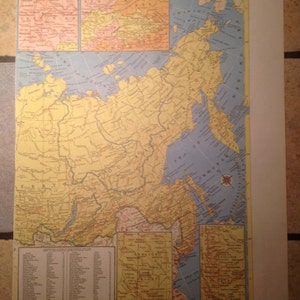 Political Map of Eastern USSR and Jordan and Israel Antique ...