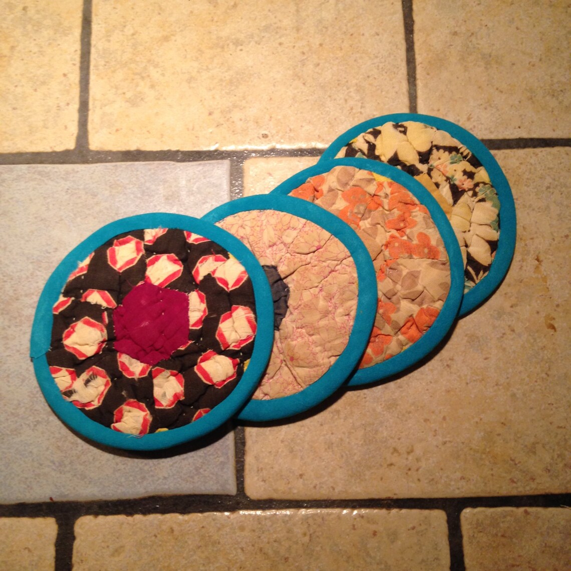 4 Handmade Quilt Block Coasters - Etsy