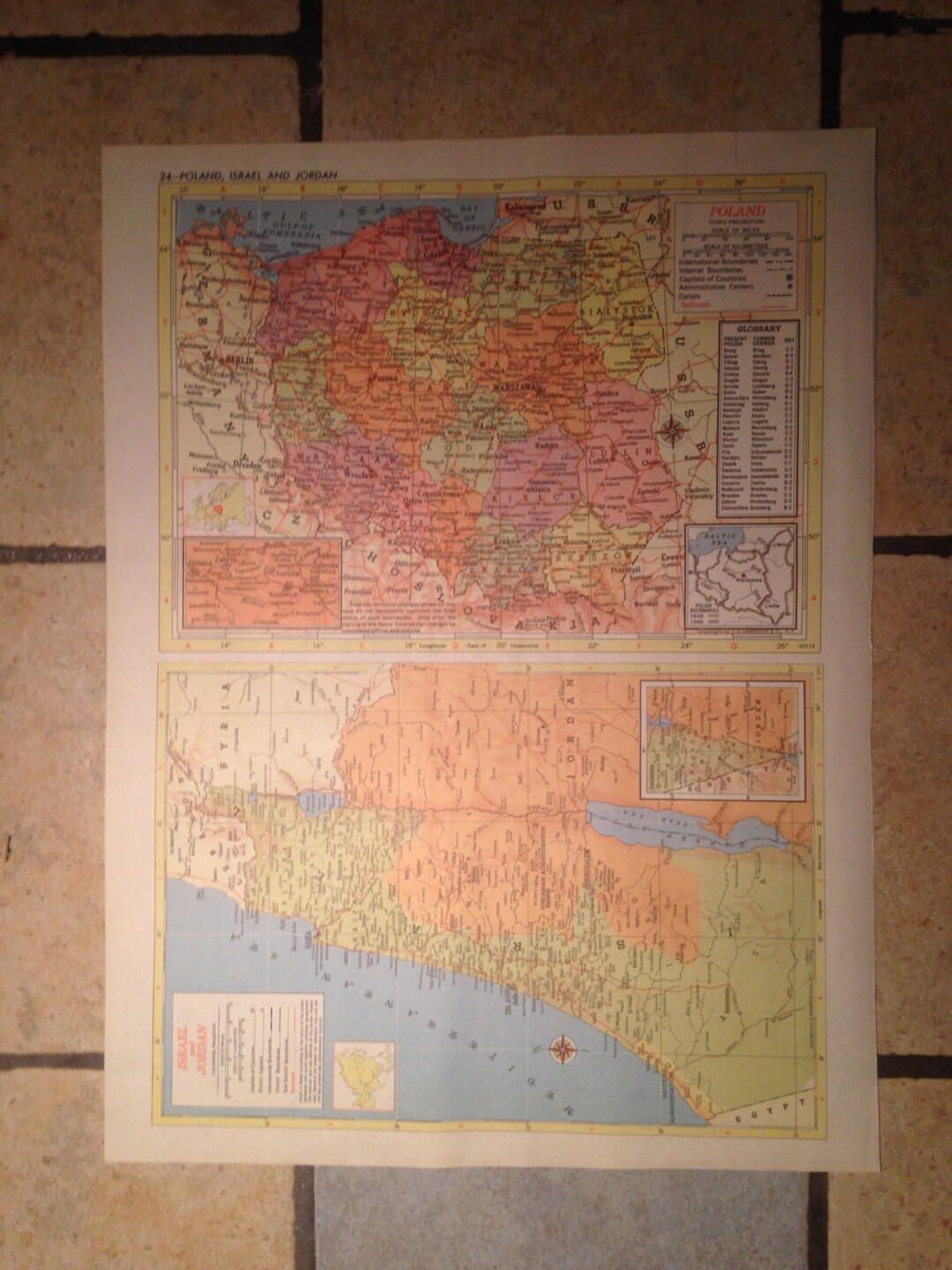 Political Map of Eastern USSR and Jordan and Israel Antique ...