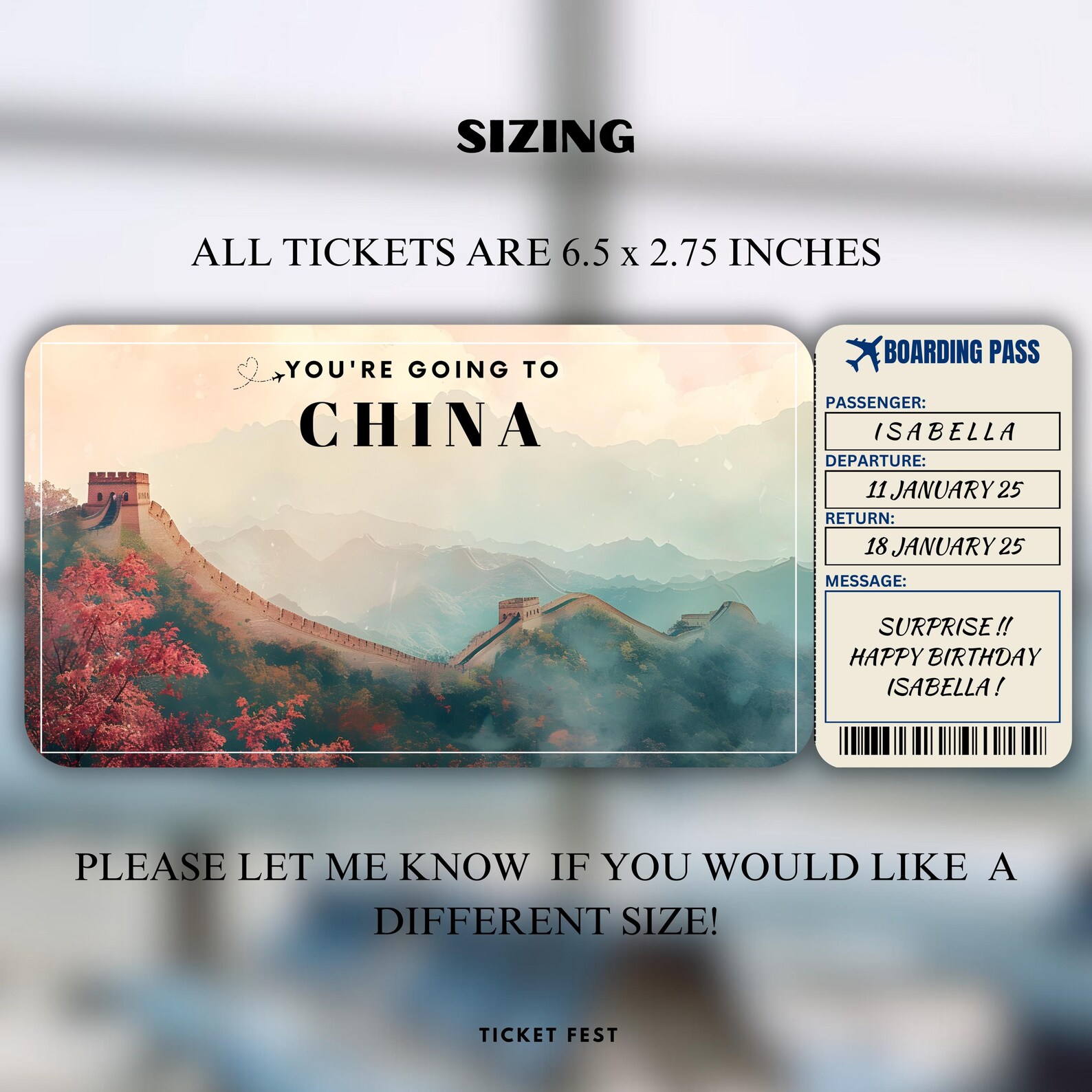 China Editable Travel Boarding Pass, Surprise Trip Ticket Gift ...