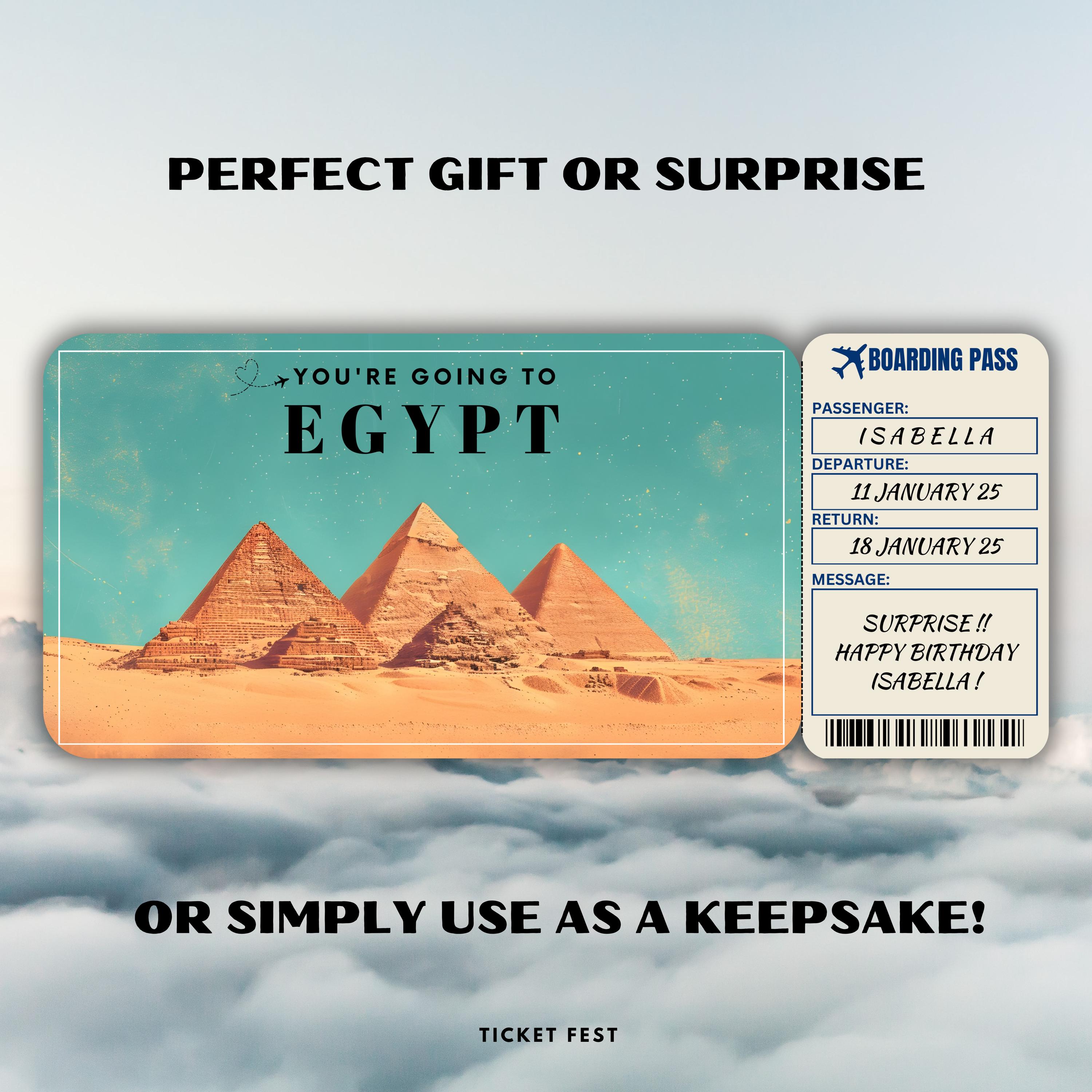 Pyramids Editable Travel Boarding Pass, Surprise Trip Ticket Gift ...