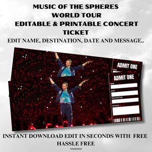 Coldplay Red Ticket Template, Music of the Spheres World Tour Concert ...