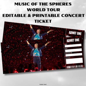 Coldplay Red Ticket Template, Music of the Spheres World Tour Concert ...