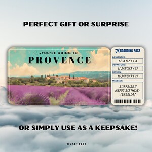 Provence France Surprise Gift Ticket, Editable Boarding Pass Template ...