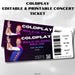 Coldplay Ticket Template, Music of the Spheres World Tour Concert ...