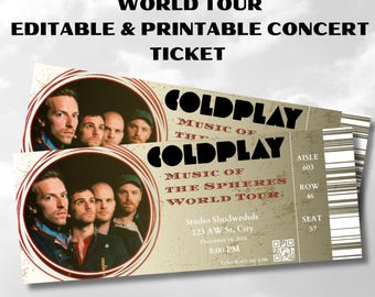 Coldplay Ticket Template, Music of the Spheres World Tour Concert ...