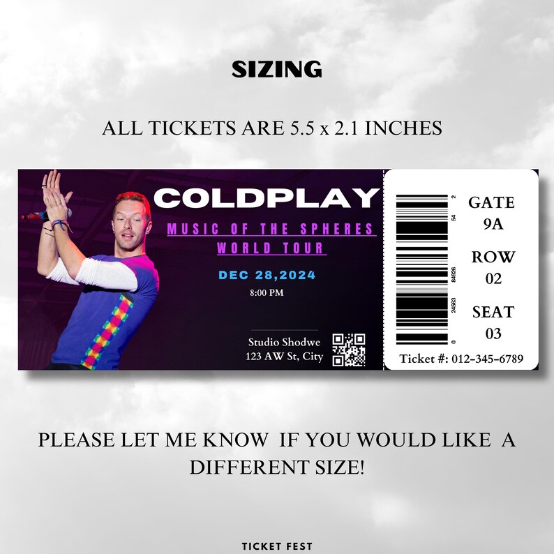 Coldplay Ticket Template, Music of the Spheres World Tour Concert ...
