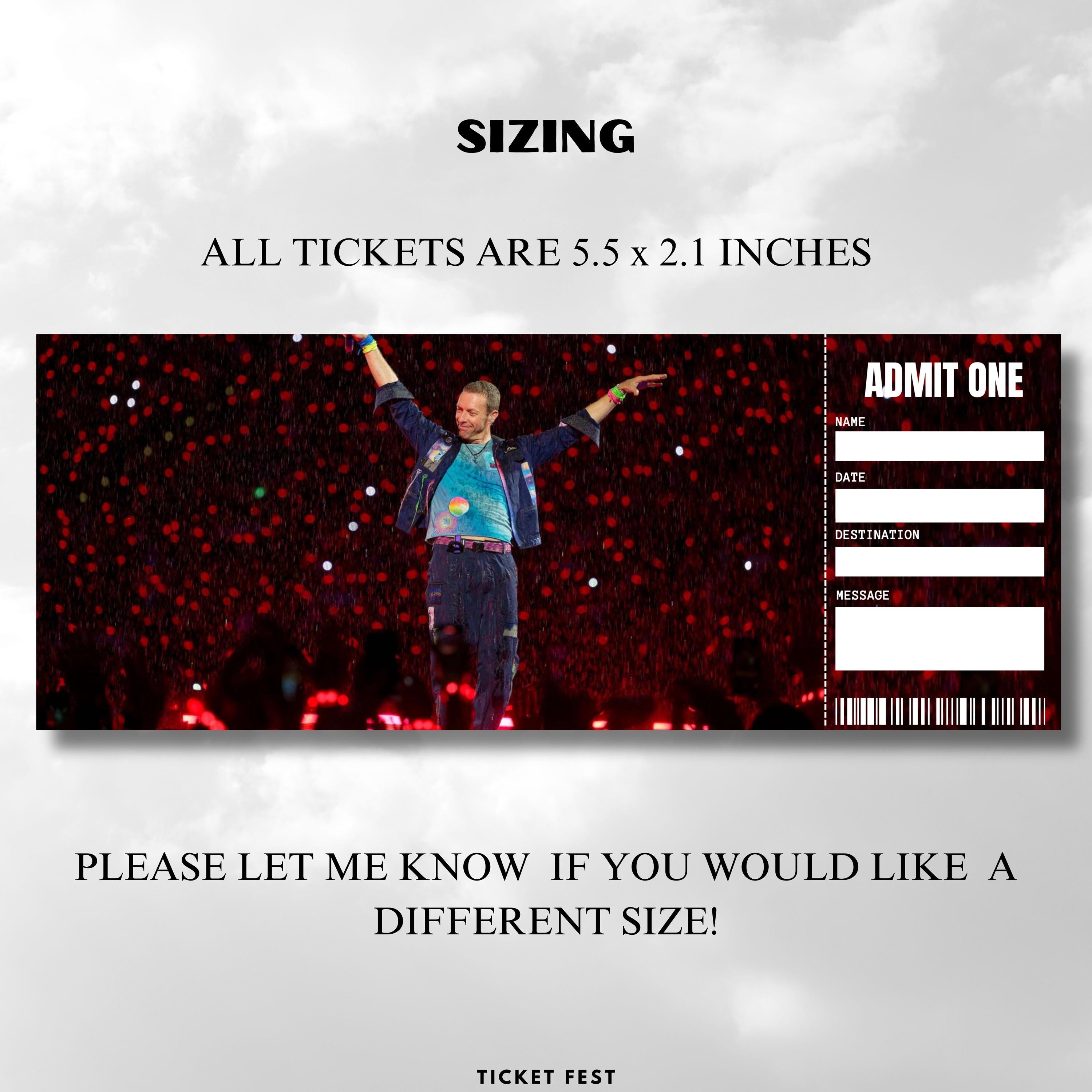 Coldplay Red Ticket Template, Music of the Spheres World Tour Concert ...