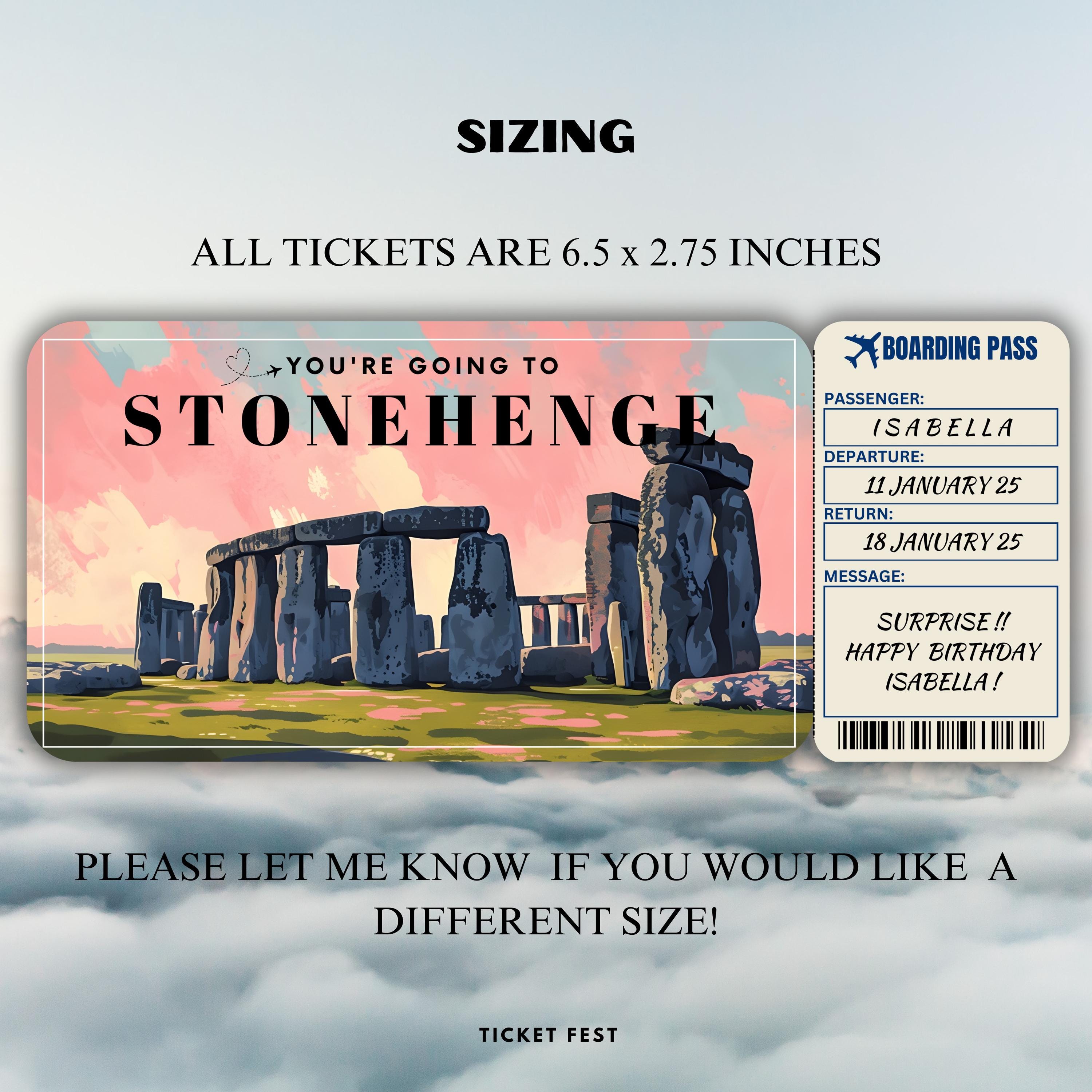 Stonehenge Editable Travel Boarding Pass, Surprise Trip Ticket Gift ...