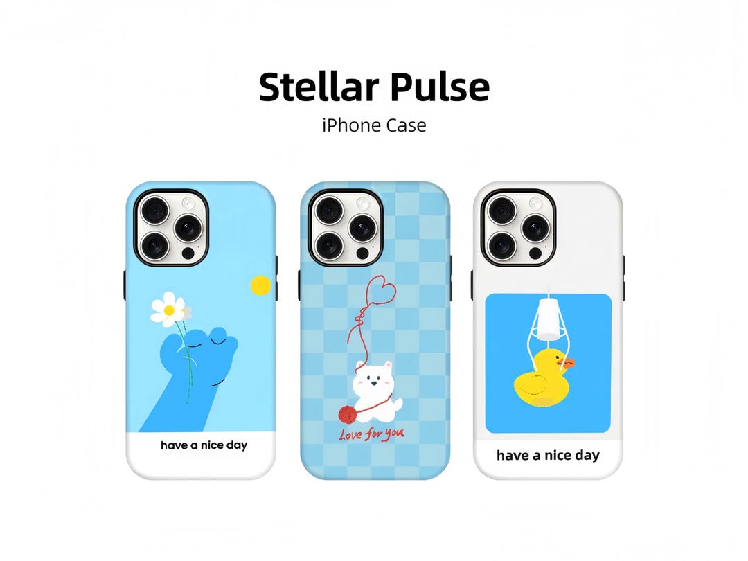 Cartoon White and Blue Checkered iPhone Case,colorful Trendy Duck/dog ...