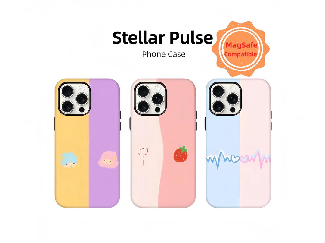 Cute Cartoon Dual-tone Phone Case,sweet Pastel Art Case,cartoon Avatar ...
