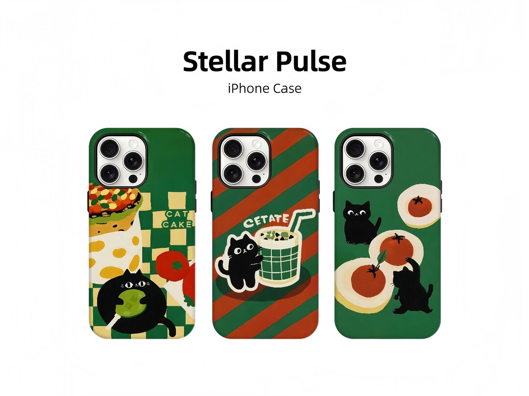 Cartoon Cat iPhone Case,red Green Checkered Striped iPhone Case,coffe ...