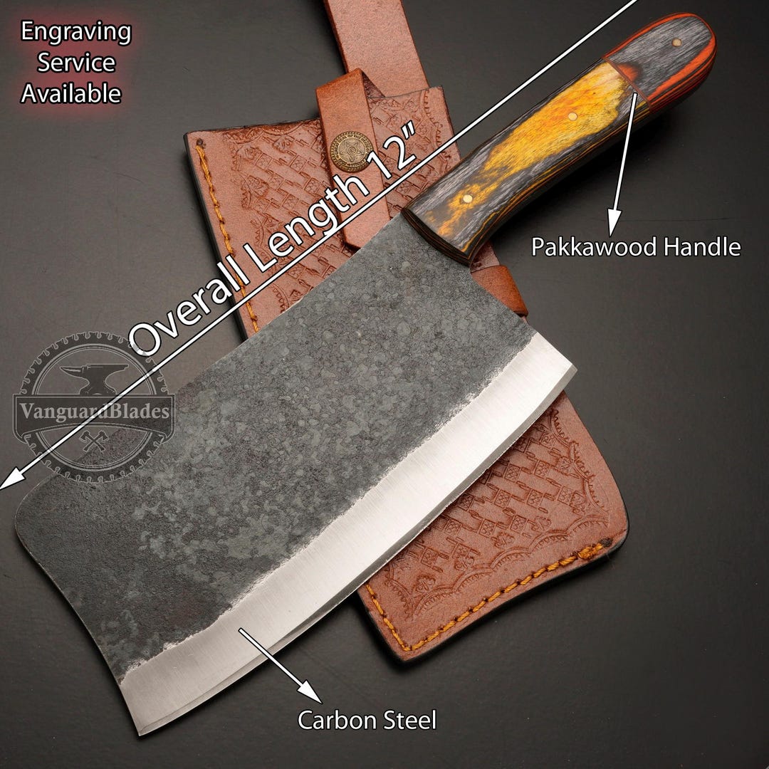 Hand Forged Damascus Steel CHEF CLEAVER Knife Best BBQ Cleaver Custom ...