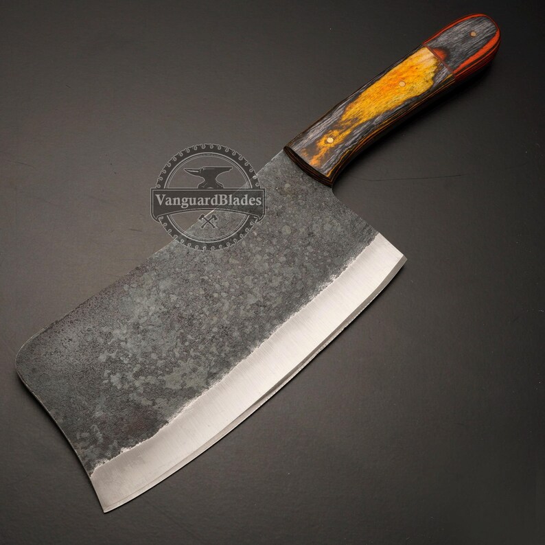 Hand Forged Damascus Steel CHEF CLEAVER Knife Best BBQ Cleaver Custom ...
