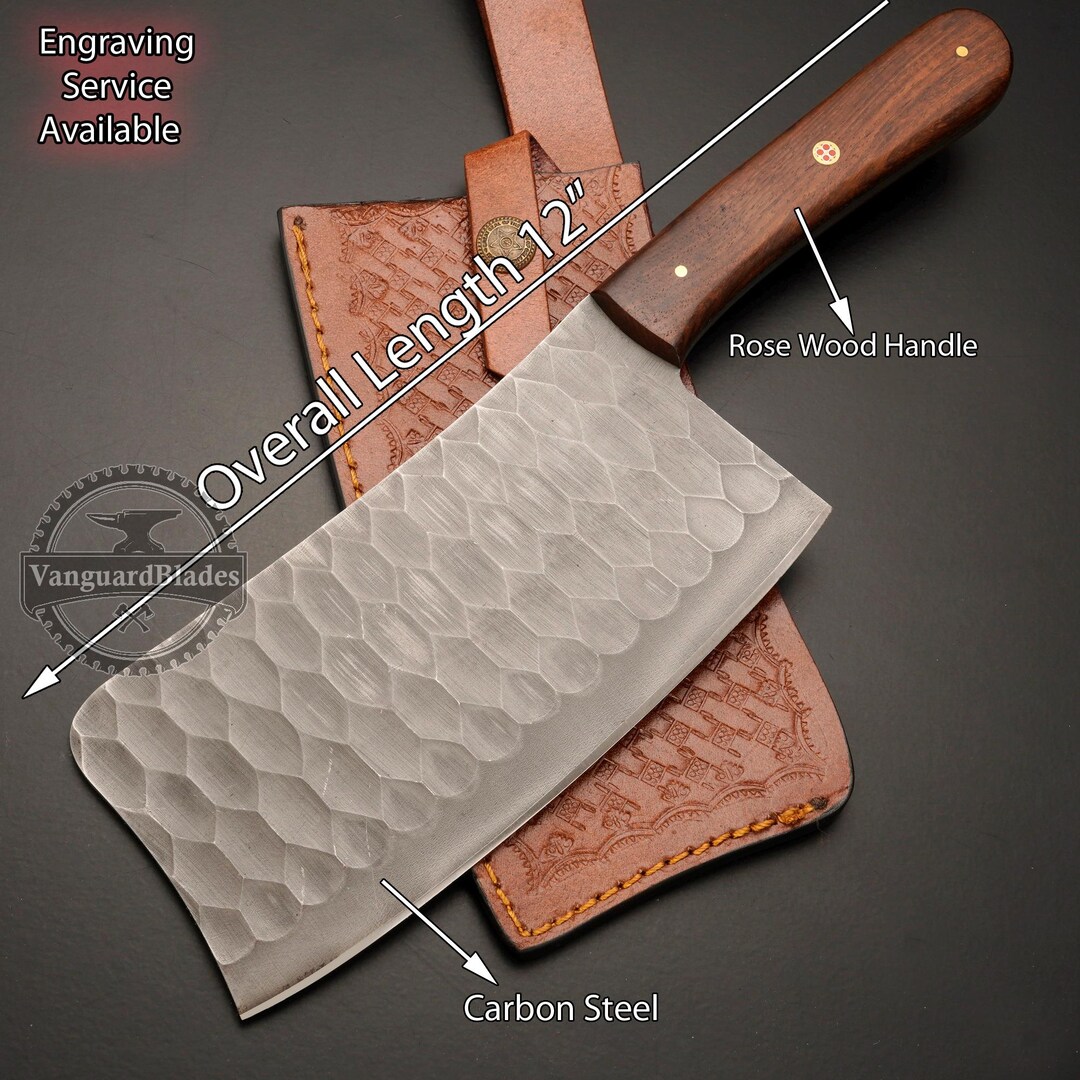 Hand Forged Carbon Steel CHEF CLEAVER Knife Perfect Father's Day Gift ...