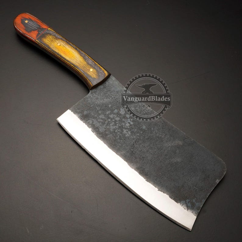 Hand Forged Damascus Steel CHEF CLEAVER Knife Best BBQ Cleaver Custom ...