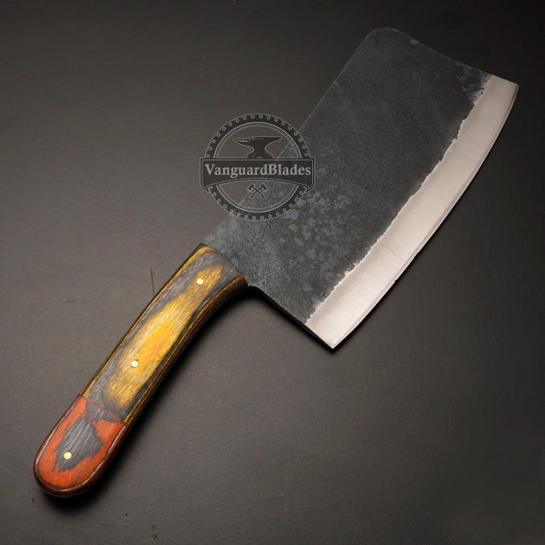 Hand Forged Damascus Steel CHEF CLEAVER Knife Best BBQ Cleaver Custom ...