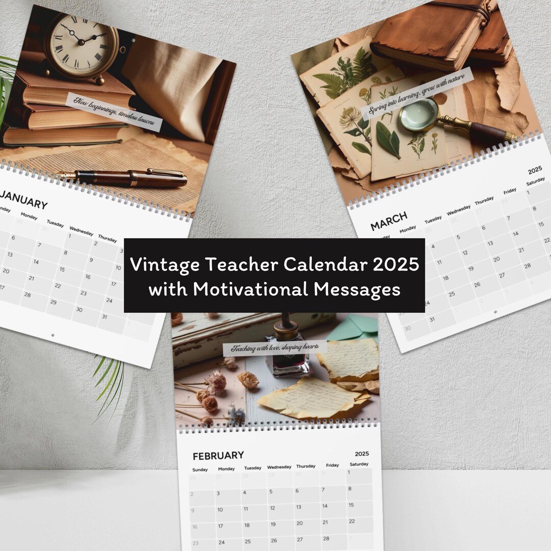 Vintage 2025 Teacher Hanging Calendar Classroom Wall Decor Academic ...