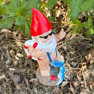 Garden Gnome Outdoor Statue Figurine,beach Cool Surfing Swimwear ...
