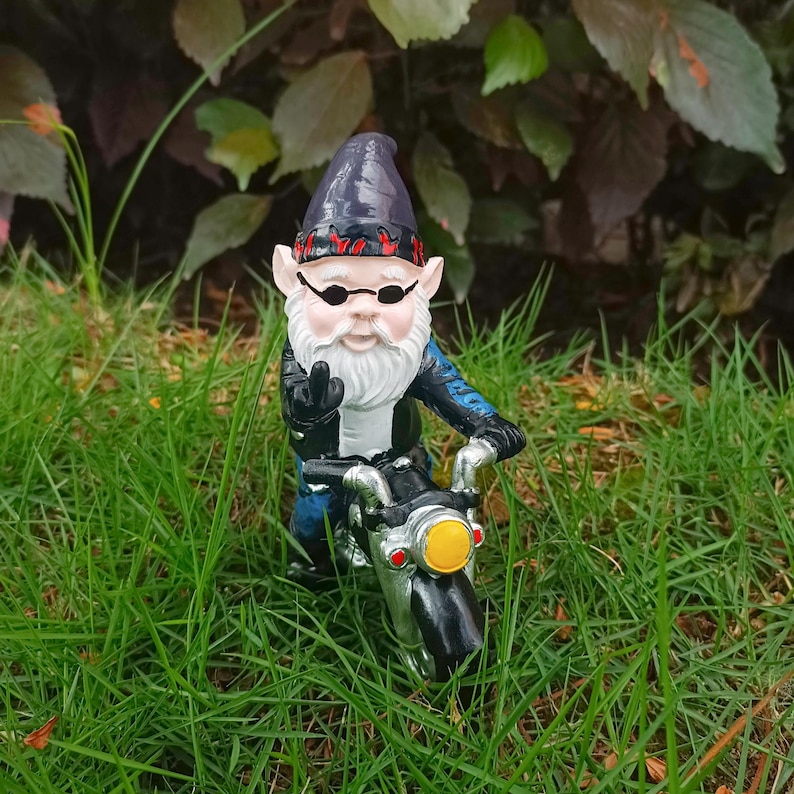 Funny Middle Finger Gnome on Motorcycle,rude Gnome Ornament,badass ...
